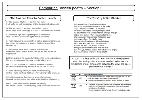 Five Practice Questions for GCSE AQA 9-1 English Literature Unseen ...