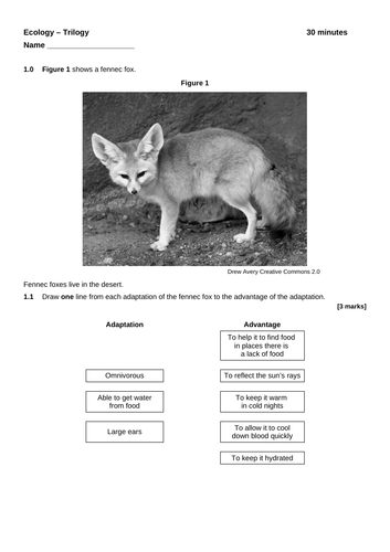 AQA - Trilogy - Ecology - End of unit test | Teaching Resources