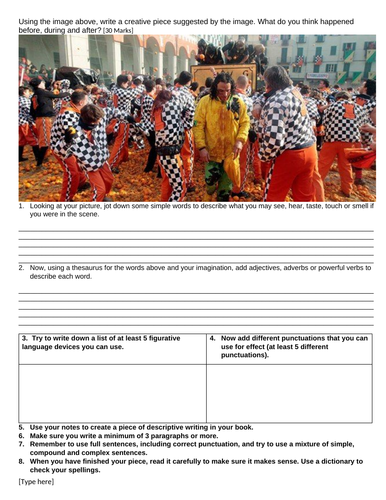 orange festival creative writing with prompt | Teaching Resources