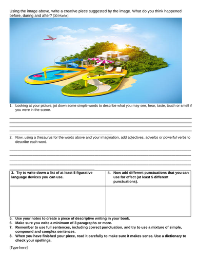 Sandal Island creative writing with prompt | Teaching Resources
