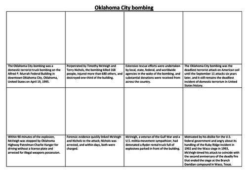 Oklahoma City bombing Comic Strip and Storyboard | Teaching Resources