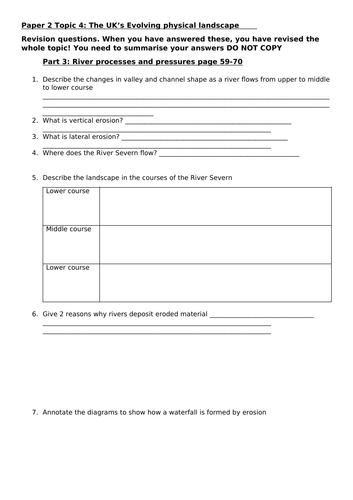 Edexcel B GCSE Geography 9-1 Topic 4 UK's Evolving River processes ...