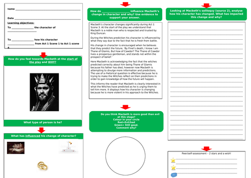 Macbeth learning mat A1 S1 to A1S4. | Teaching Resources