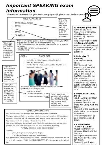 SPANISH GCSE AQA SPEAKING INSTRUCTIONS | Teaching Resources SPANISH GCSE AQA SPEAKING INSTRUCTIONS | Teaching Resources