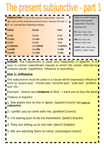 SPANISH A LEVEL TEACHING THE SUBJUNCTIVE | Teaching Resources SPANISH A LEVEL TEACHING THE SUBJUNCTIVE | Teaching Resources