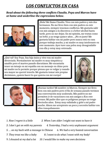SPANISH GCSE FAMILY RELATIONSHIPS HIGHER READING PRACTICE sheet ...
