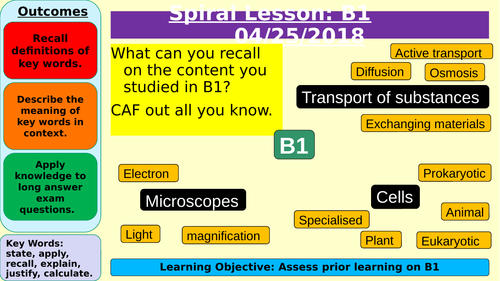Biology B1 Cells Revision Independent Graded Activity | Teaching Resources