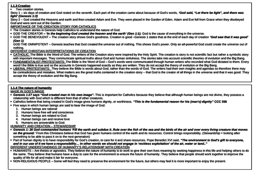 Edexcel GCSE RE Spec A Catholic Christianity Beliefs and Teachings ...