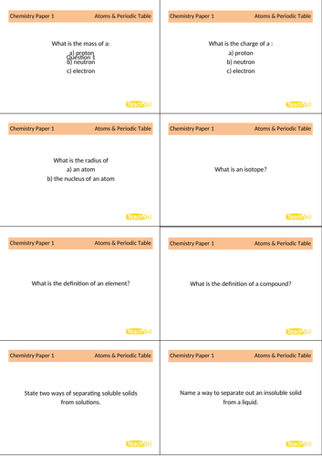 AQA GCSE (Combined) Chemistry Flashcards (Paper 1 and 2) | Teaching ...