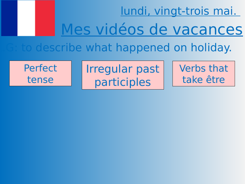French Studio 3 Rouge Module 4 Unit 4 Mes vidéos de vacances | Teaching ...