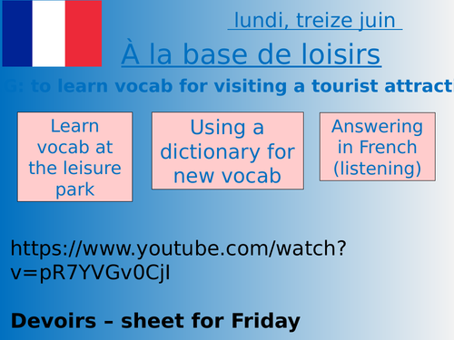 French Studio 3 Rouge Module 4 A la base de loisirs | Teaching Resources