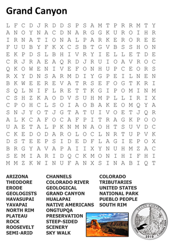 The Grand Canyon Word Search | Teaching Resources