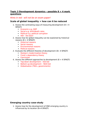 Edexcel GCSE Geography 9-1 Topic 2 Development dynamics - predicted 8 ... Edexcel GCSE Geography 9-1 Topic 2 Development dynamics - predicted 8 ...
