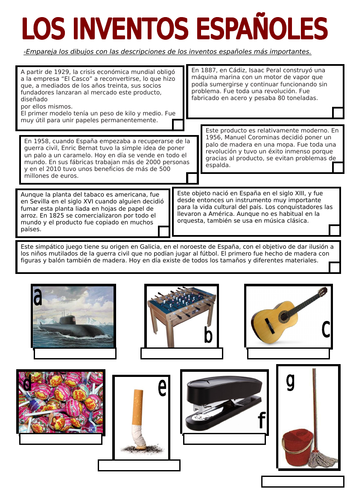 SPANISH A LEVEL SPANISH INVENTIONS HISTORY | Teaching Resources