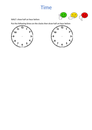 Time half an hour before | Teaching Resources