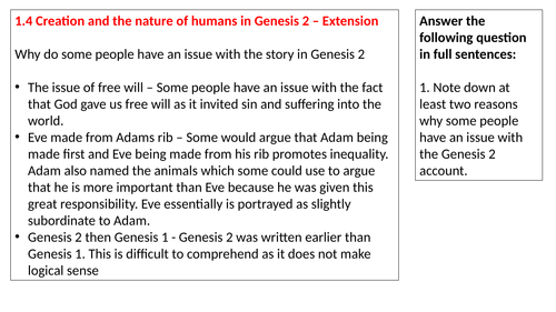 AQA B GCSE - 1.4 - Creation and the nature of humans in Genesis 2 ...
