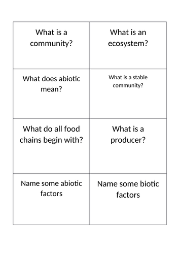 AQA GCSE Biology Ecology 102 flashcards | Teaching Resources