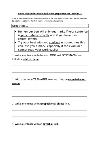 Punctuation Worksheet Grade 6