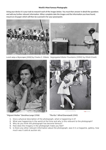 World Famous Photographs | Teaching Resources