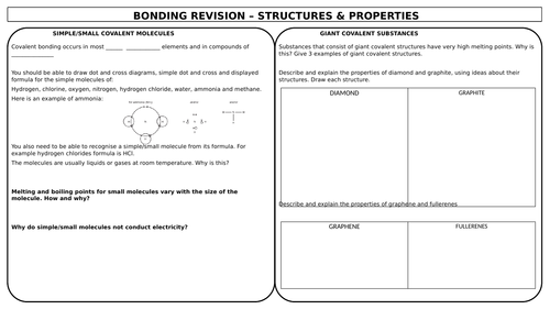 GCSE AQA Chemistry/Trilogy: Bonding Revision Mat (new spec) | Teaching ... GCSE AQA Chemistry/Trilogy: Bonding Revision Mat (new spec) | Teaching ...