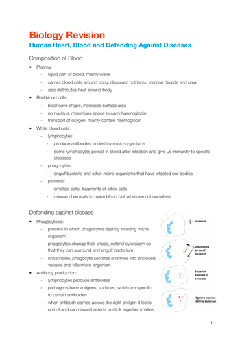 EDEXCEL IGCSE Biology - Human heart, blood notes | Teaching Resources EDEXCEL IGCSE Biology - Human heart, blood notes | Teaching Resources