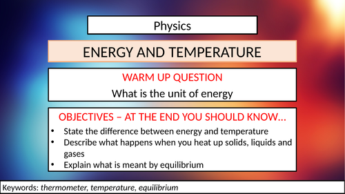 Energy and Temperature | Teaching Resources