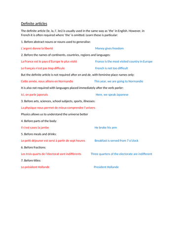 French Grammar Notes (Perfect for A Level students!) | Teaching Resources