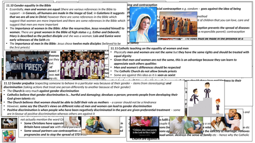 AQA B GCSE - Chapter 11 Religion, Relationships and Families Revision ...
