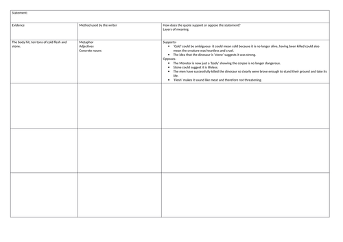AQA English Language Paper 1 question 4 evaluation Sound of Thunder ...