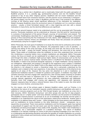 A-Level Buddhism essay - Examine the key reasons why Buddhists meditate ... A-Level Buddhism essay - Examine the key reasons why Buddhists meditate ...