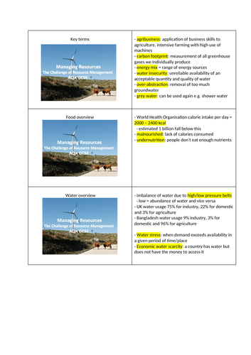 AQA The Challenge of Resource Management revision cards | Teaching ... AQA The Challenge of Resource Management revision cards | Teaching ...