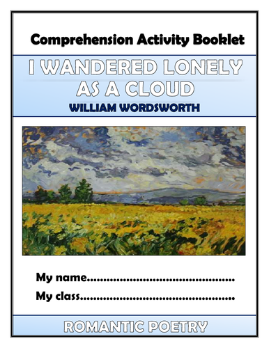I Wandered Lonely as a Cloud Comprehension Activities Booklet ...