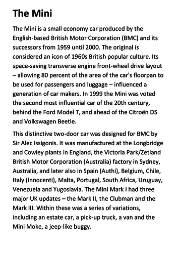 The Mini Handout | Teaching Resources