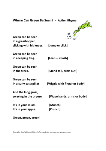 4 Colour Rhymes - green, pink, blue, silver/gold, EY, KS1-2 - original ...