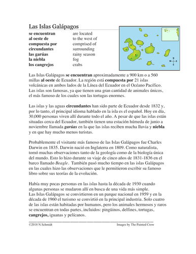 Las Islas Galápagos Lectura y Cultura: Spanish Reading on the Galapagos ...
