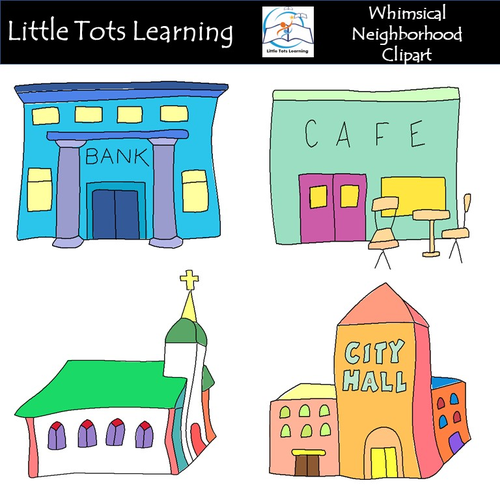 Neighborhood Clip Art - Town Clip Art - Whimsical Town Clip Art ...
