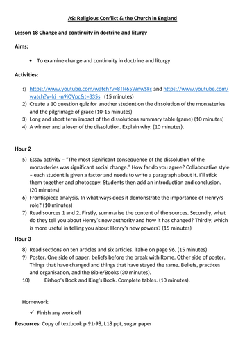 AQA Religious Conflict - Change and continuity in doctrine | Teaching ...