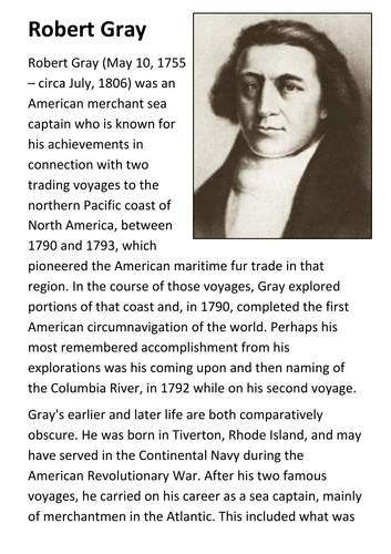 Robert Gray Handout | Teaching Resources