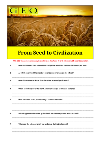 From Seed to Civilization | Teaching Resources