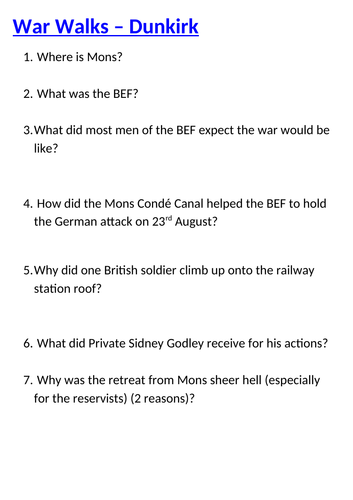 War Walks Video Guide - Dunkirk World War Two | Teaching Resources