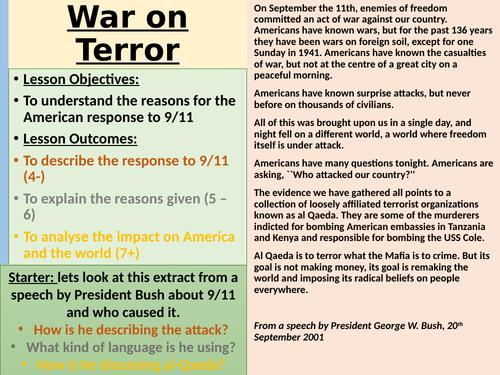 NEW OCR A: War on Terror | Teaching Resources