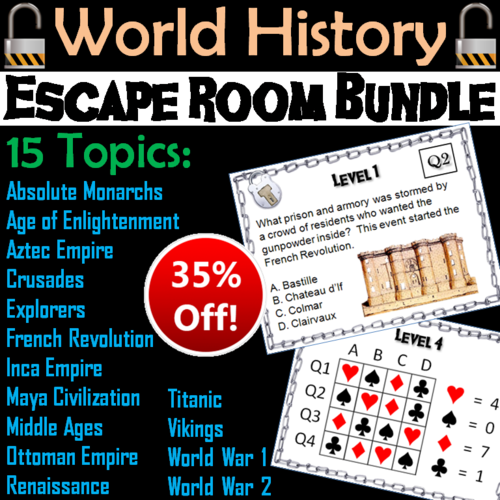 World History Escape Room: Social Studies Bundle | Teaching Resources