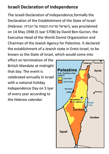 Israeli Declaration of Independence Handout | Teaching Resources