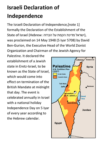 Israeli Declaration of Independence Handout | Teaching Resources