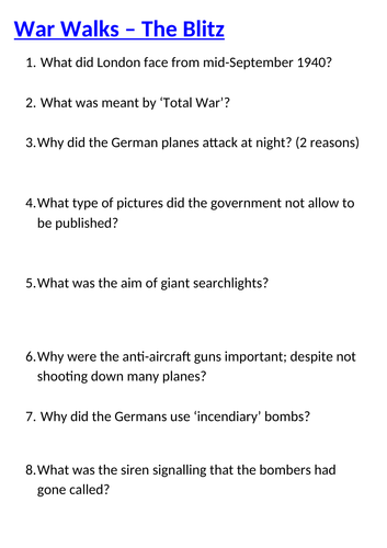 War Walks Video Guide – The Blitz | Teaching Resources