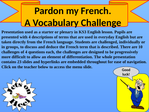 Pardon my French! A Vocabulary Challenge | Teaching Resources