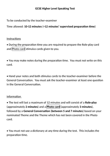 AQA German GCSE Photo Card Practice | Teaching Resources