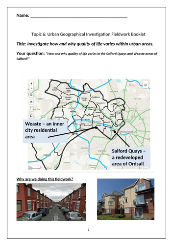 Edexcel B GCSE Geography 9-1 Urban fieldwork pack | Teaching Resources