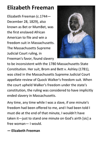 Elizabeth Freeman Handout | Teaching Resources