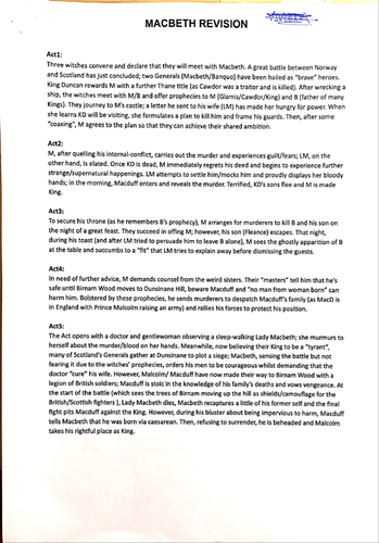 Macbeth complete revision for GCSE english 9-1 | Teaching Resources